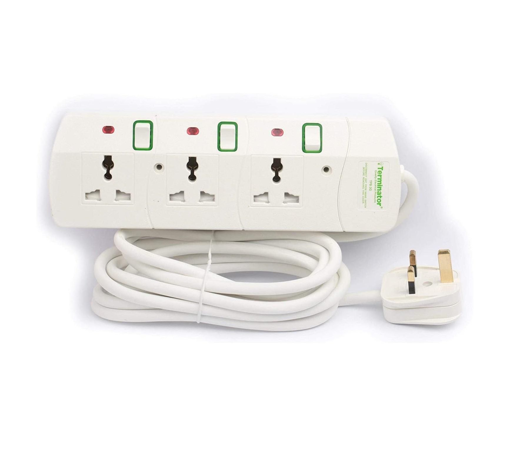 Terminator 3 Way Universal Power Extension Socket 13A 3Mtr TPB3G in ...